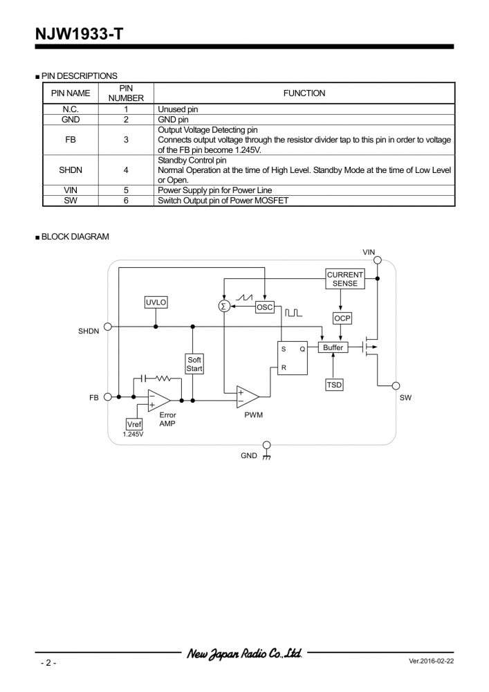 NJW1933 datasheet page 2