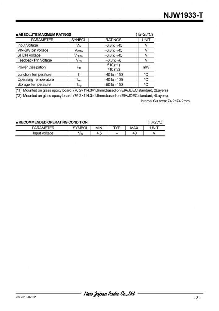NJW1933 datasheet page 3