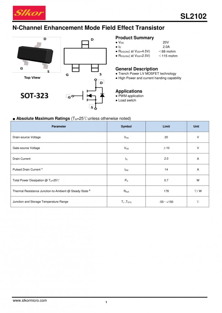 SL2102 datasheet page 1