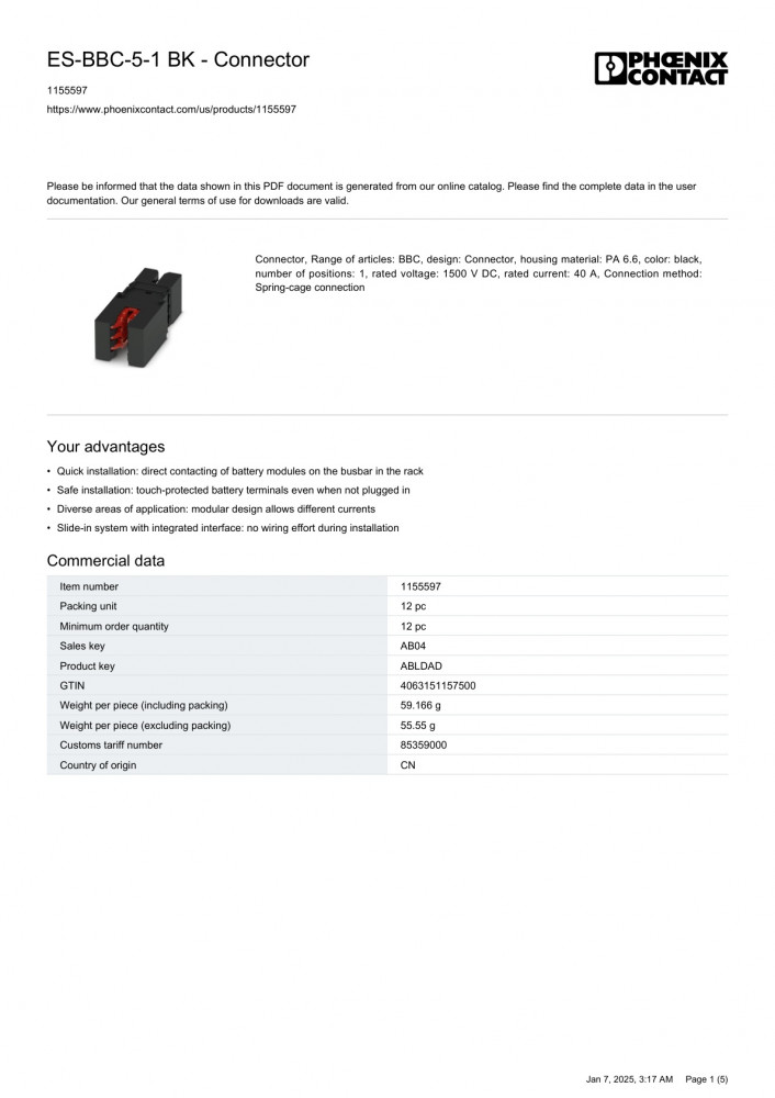 Phoenix Contact 1155597 datasheet page 1