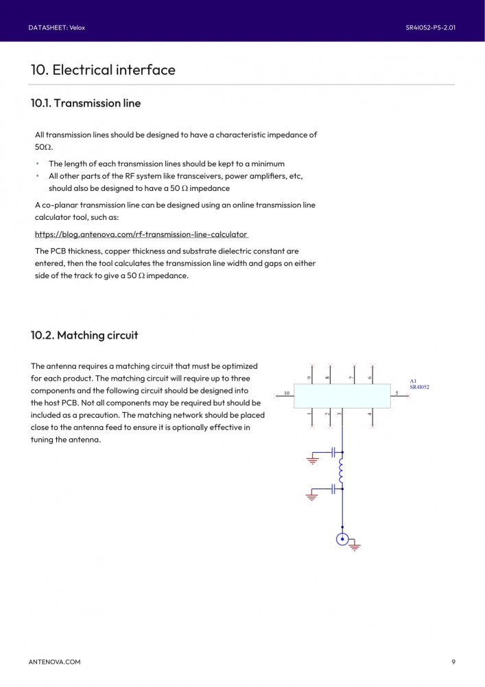 Antenova Velox SR4I052 datasheet page 9