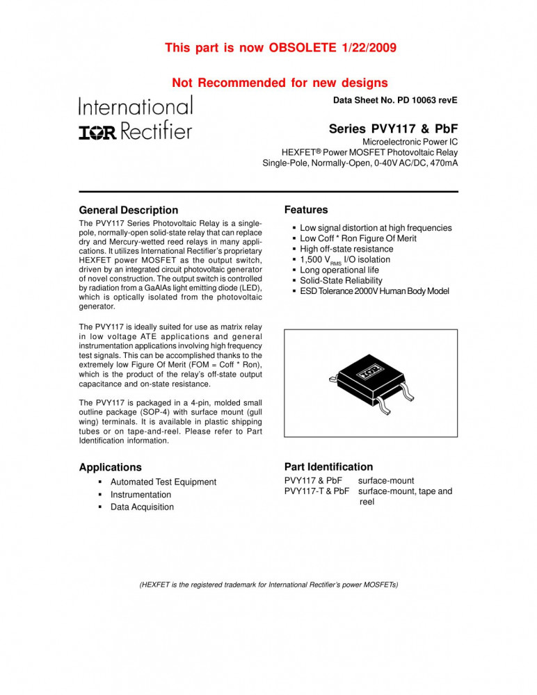 PVY117 datasheet page 1