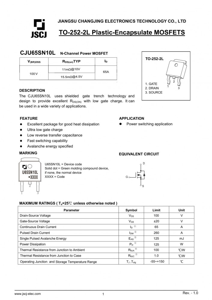 CJU65SN10L datasheet page 1