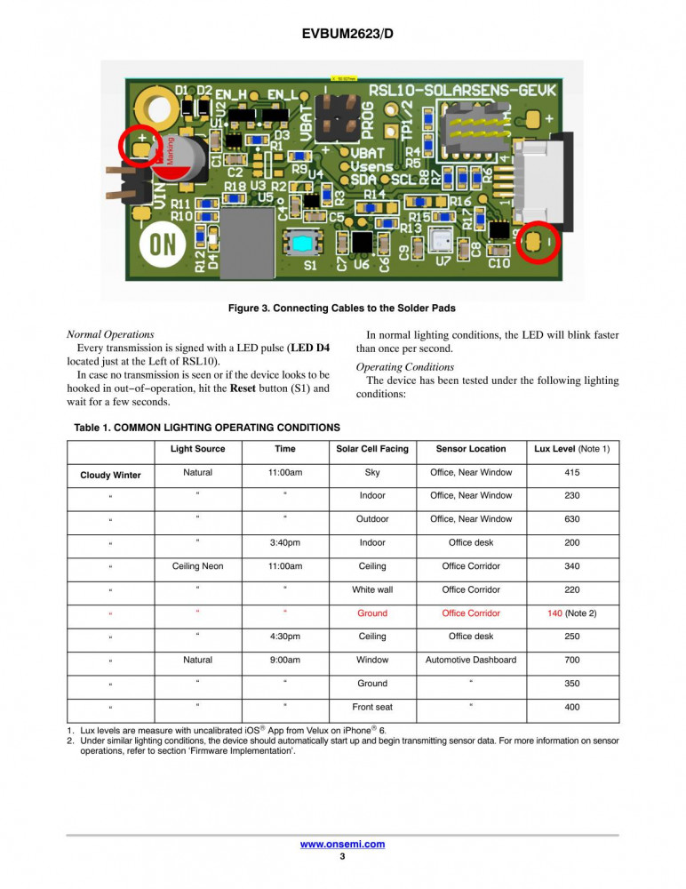 RSL10 Solar Cell Multi-Sensor Platform user guide page 3