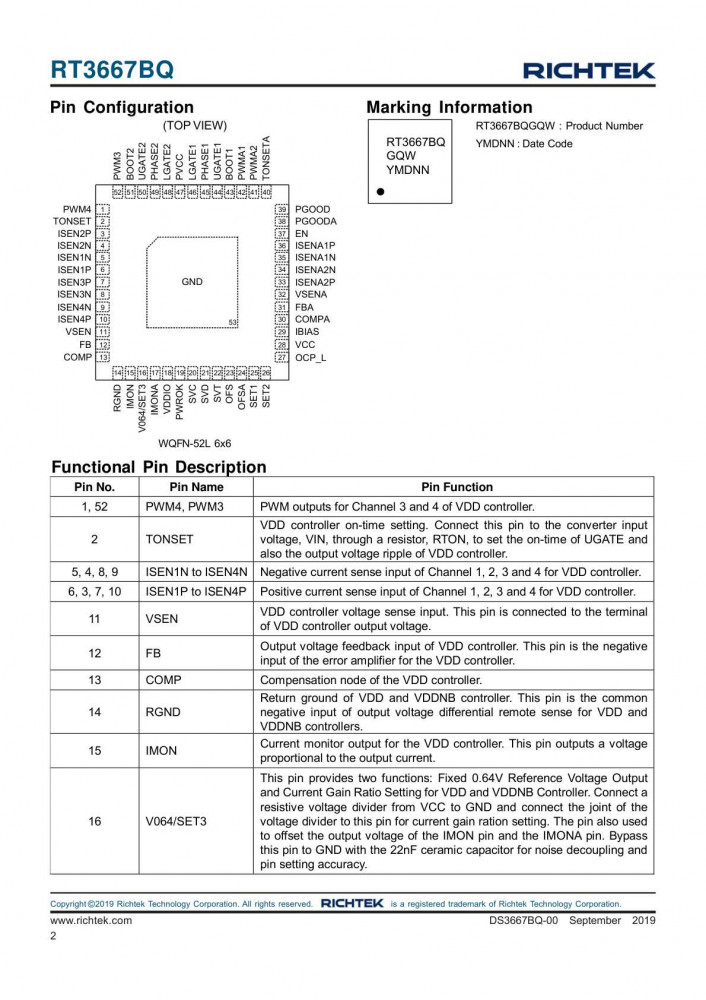 RT3667BQ datasheet page 2