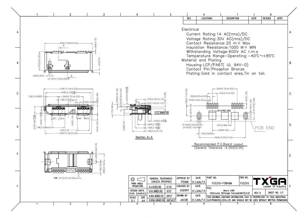 FUS310-FSBK6M technical document preview