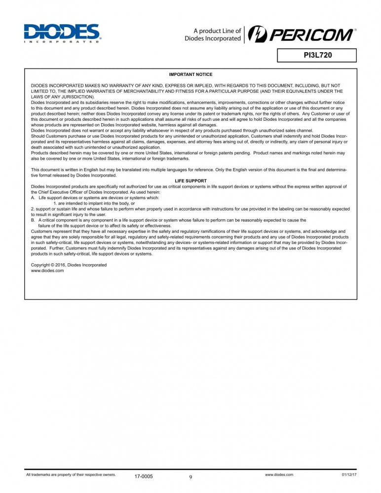 PI3L720ZHEX datasheet page 9