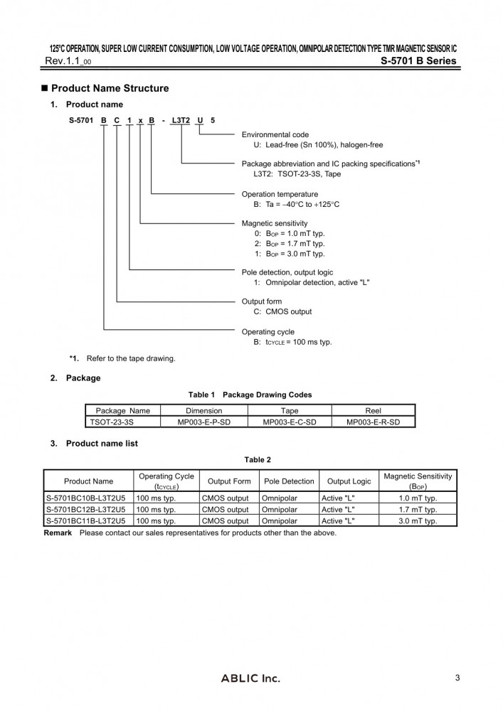 S-5701 B Series datasheet page 3