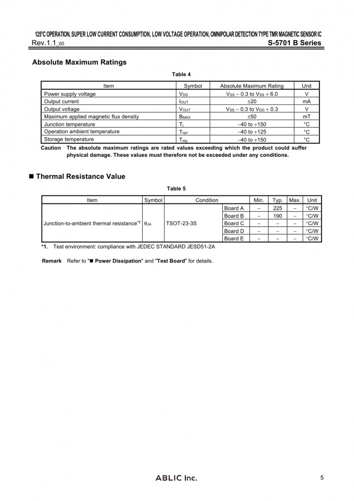 S-5701 B Series datasheet page 5
