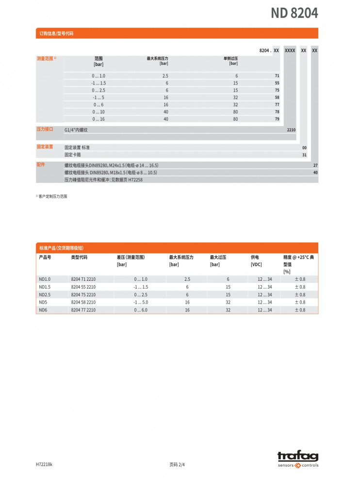 Trafag 8204 technical document page 2