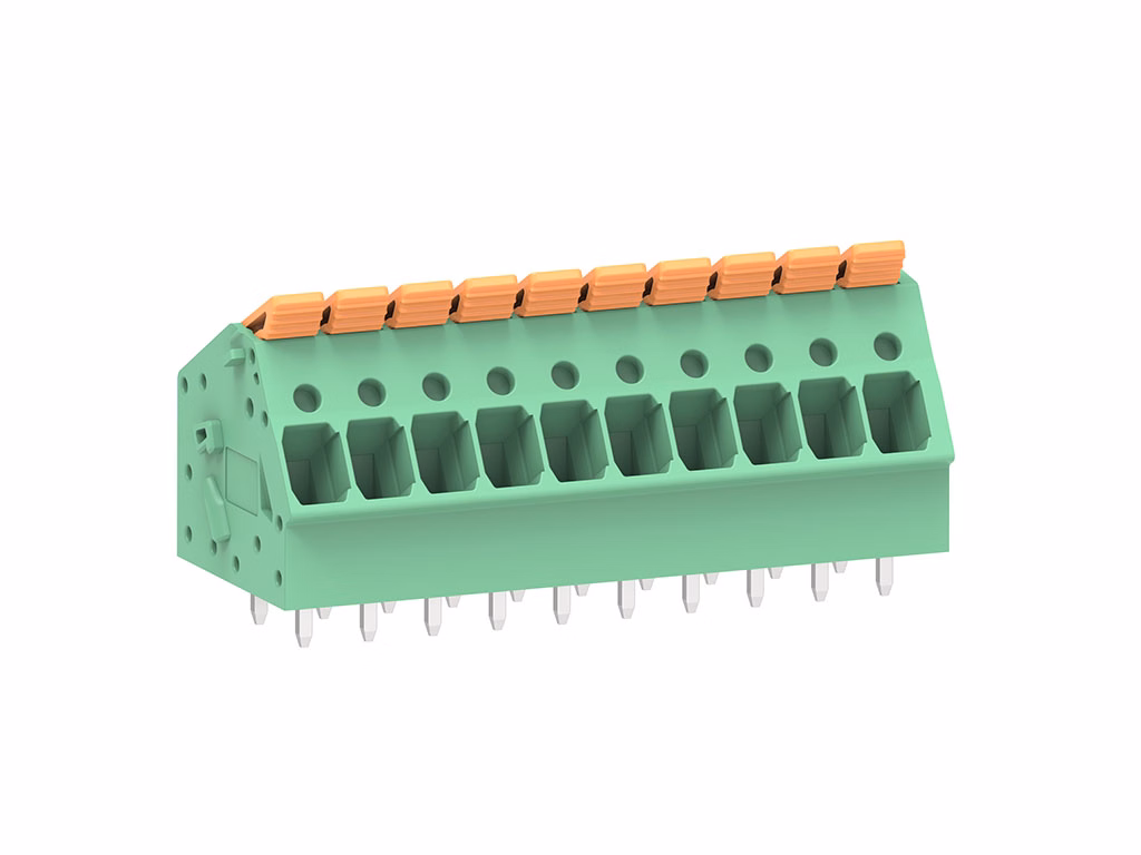 5.00mm Pitch Lever Activated Fixed Mount PCB Terminal Block, 35° Wire Entry, 10 Circuits for sale