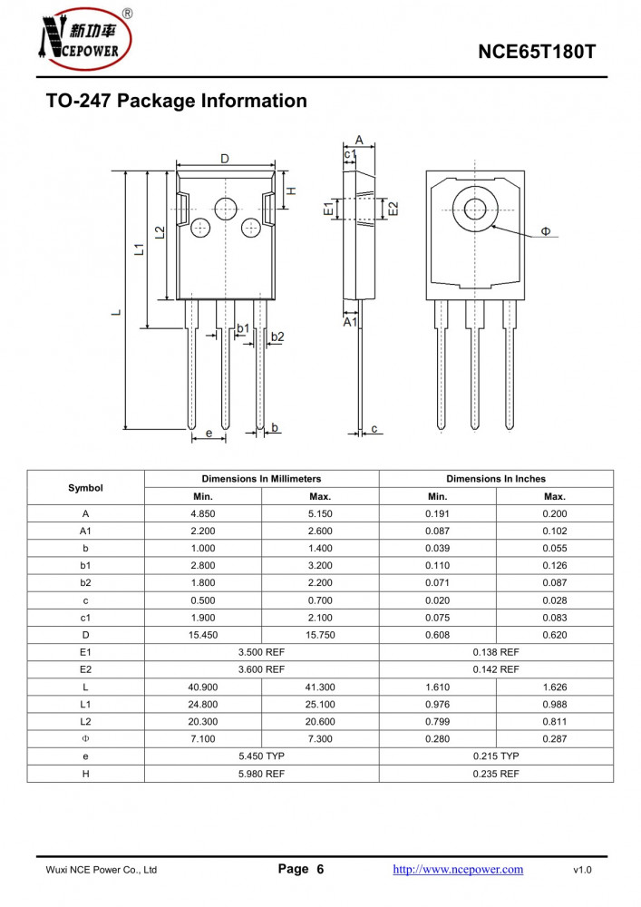 NCE65T180T datasheet page 6