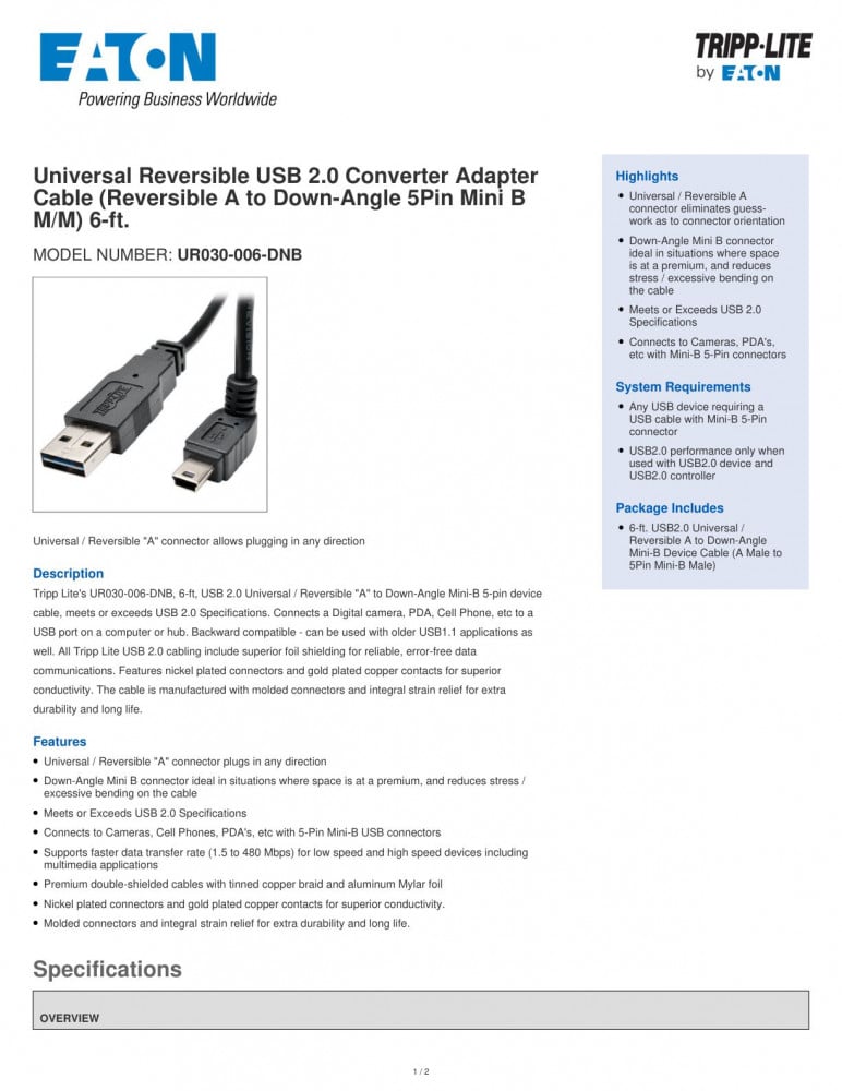UR030-006-DNB technical document page 1