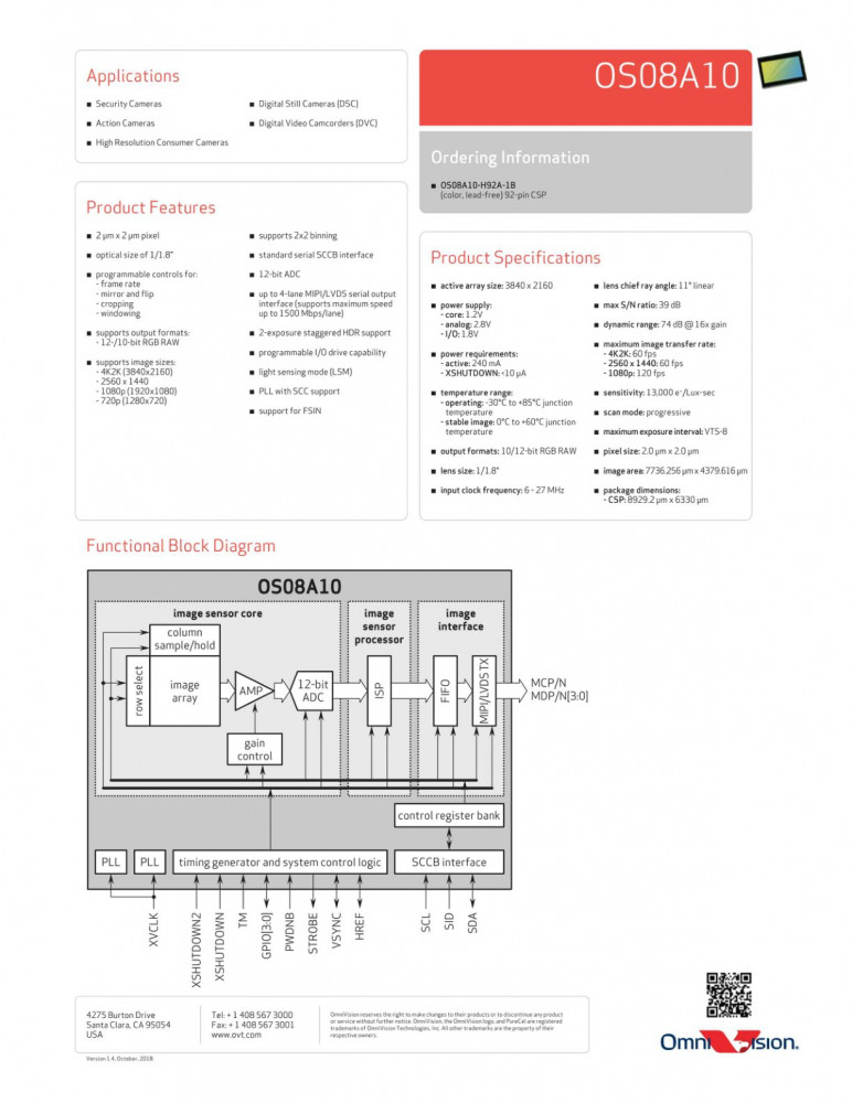 OS08A10 technical document page 2