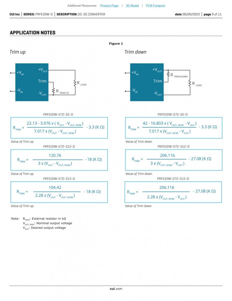 PRFE20W-D datasheet page 9