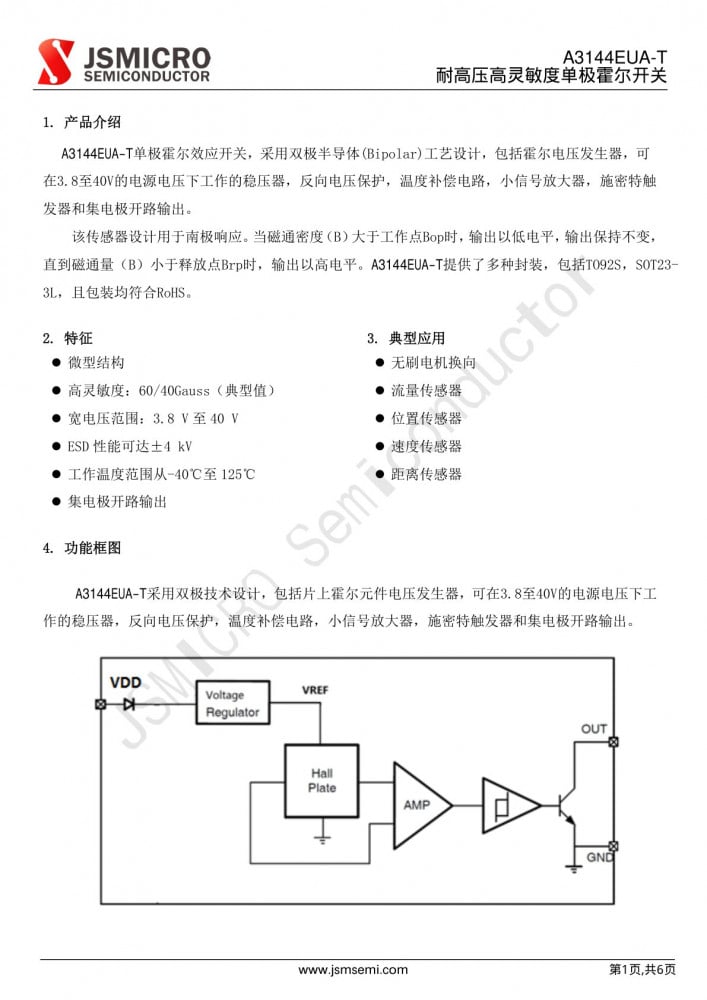 A3144EUA-T-JSM datasheet page 1