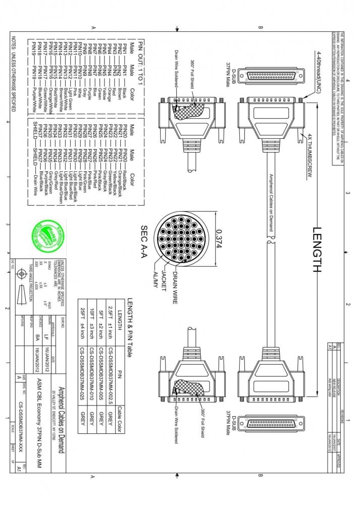 CS-DSSMDB37MM-025 product document page