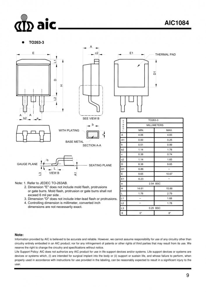 AIC1084 datasheet page 9