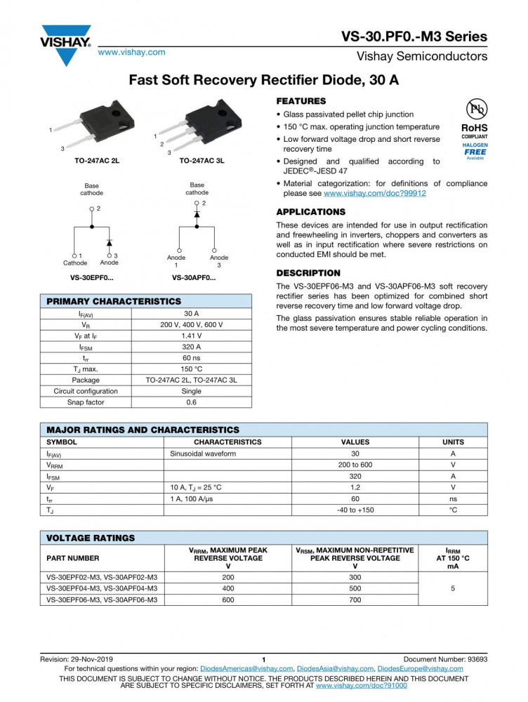 VS-30 datasheet page 1