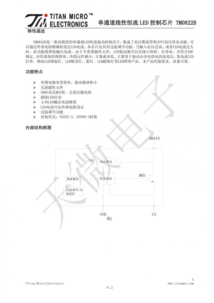 TM0822B datasheet page 1