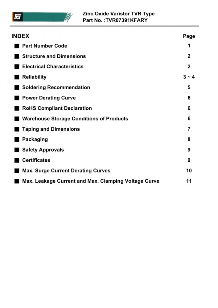 TVR07391KFARY datasheet page 3