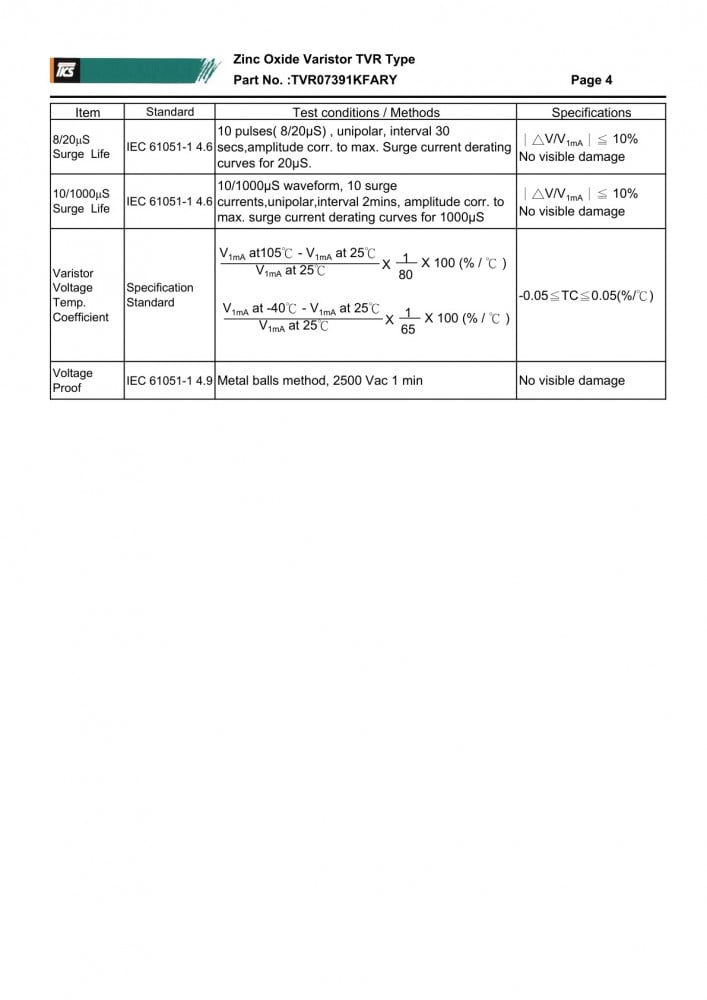 TVR07391KFARY datasheet page 7