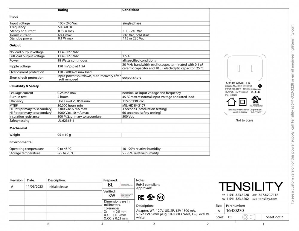 Tensility International 16-00270 product drawing, page 2