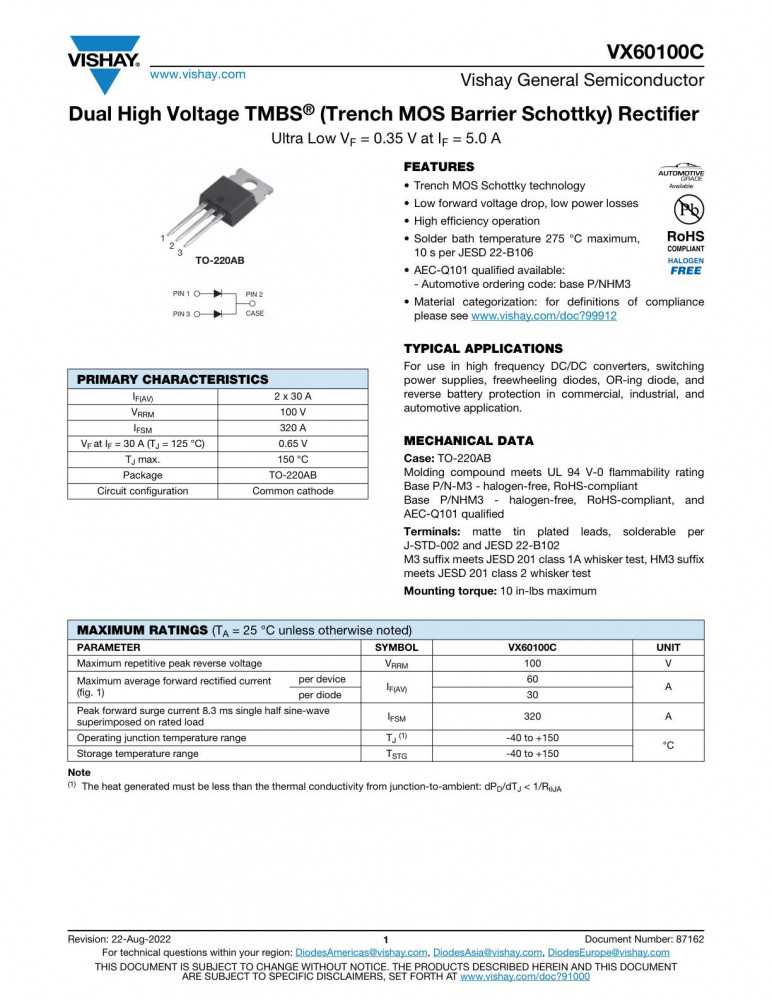 VX60100C technical document page 1