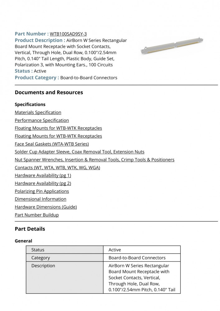 WTB100SAD9SY-3 technical document page 1