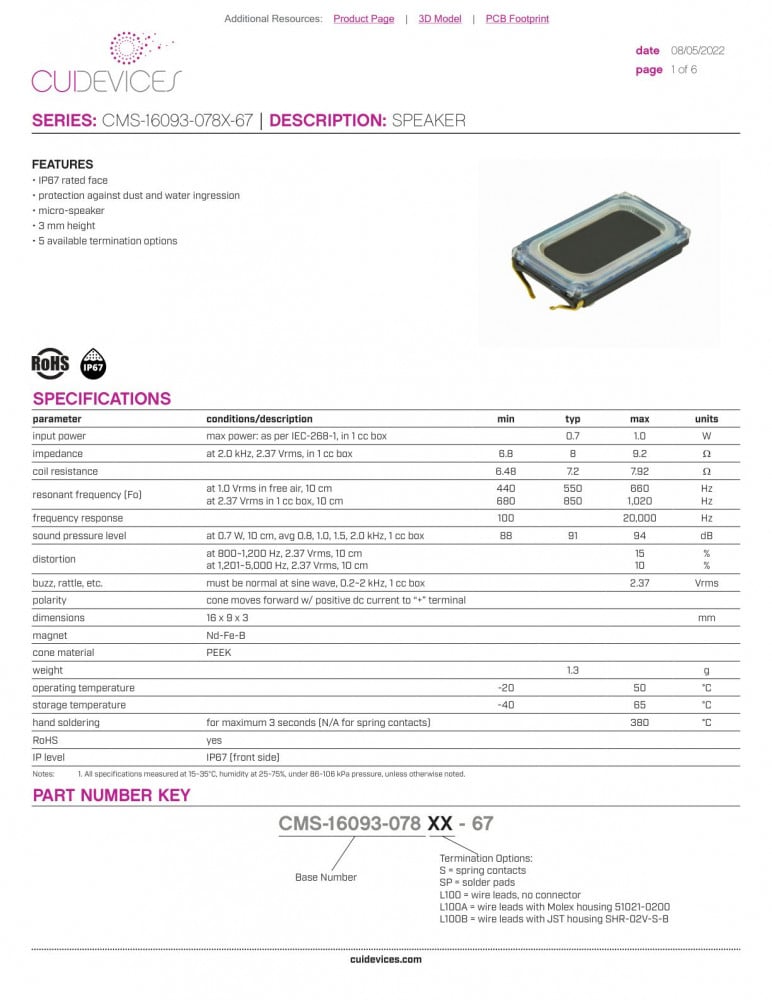CMS-16093-078L100-67 datasheet page 1