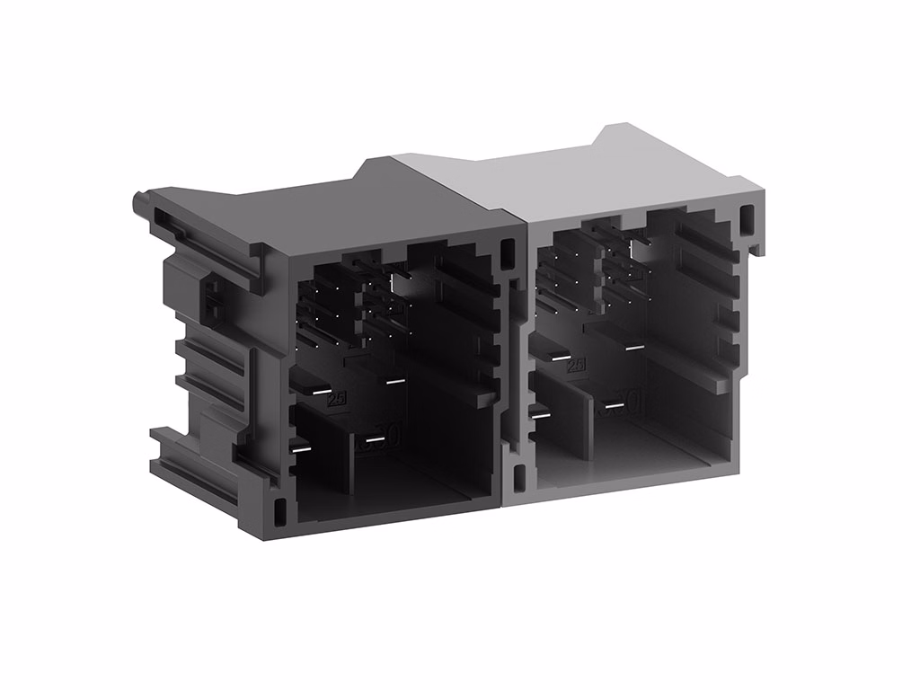stAK50h 2 Bay Vertical Hybrid Header, 64 Circuits, Bay 1: 32 Circuits/Key 1/Black; Bay 2: 32 Circuits/Key 2/Blue; Tube