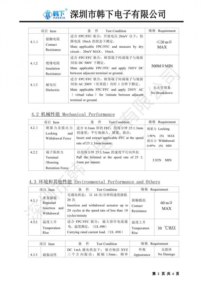 HX FPC 0.3-13P XGXJ H1.0 specification page 4