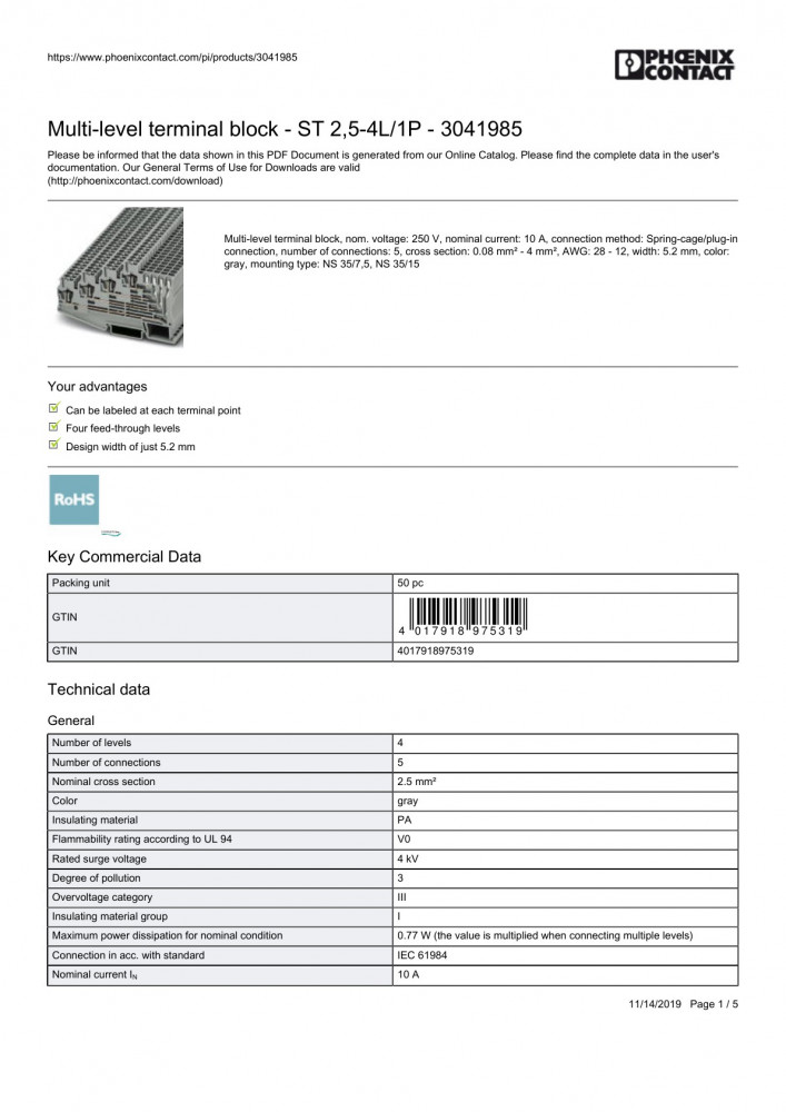 ST 2,5-4L/1P technical document page 1