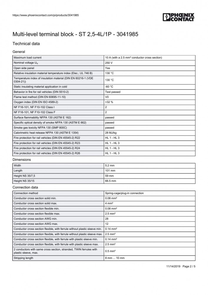 ST 2,5-4L/1P technical document page 2