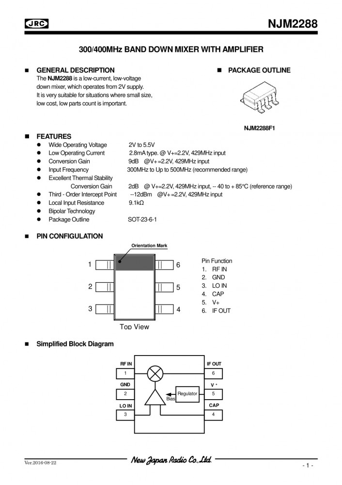 NJM2288 datasheet page 1