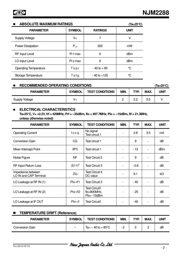 NJM2288 datasheet page 2