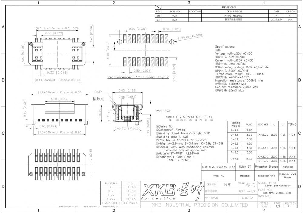 XKB Connection X0814FVS-2x12AS-9TV01 technical drawing