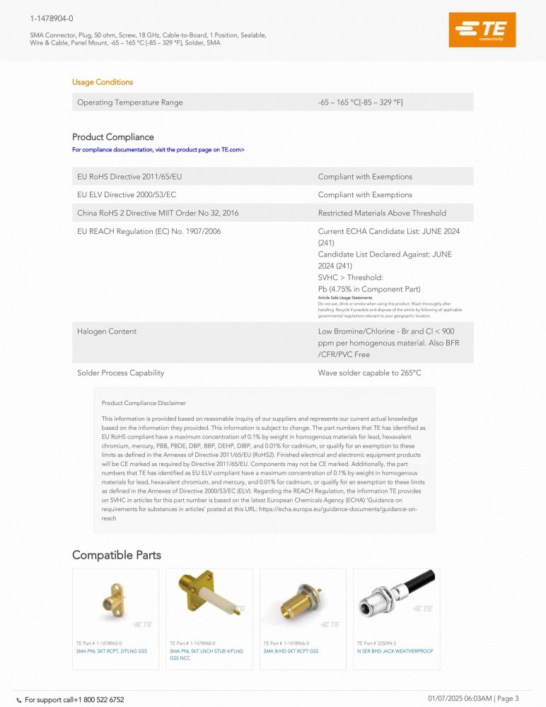 TE Connectivity 1-1478904-0 document page 3