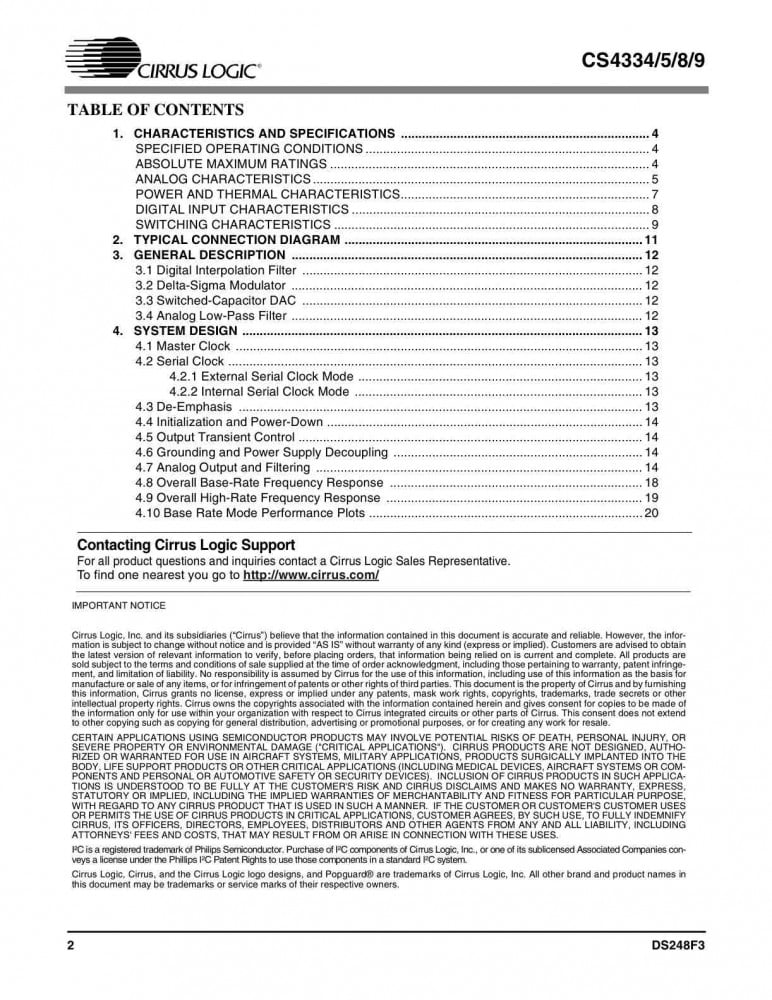 CS4334-KS datasheet page 2