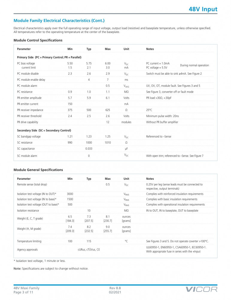 VICOR V48A24H500BL document page 3