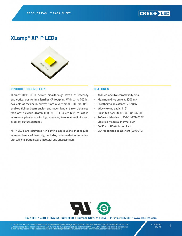 XLamp XP-P datasheet preview, page 1