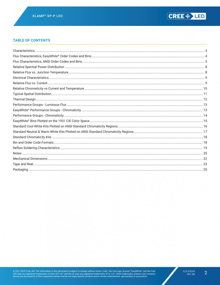 XLamp XP-P datasheet preview, page 2