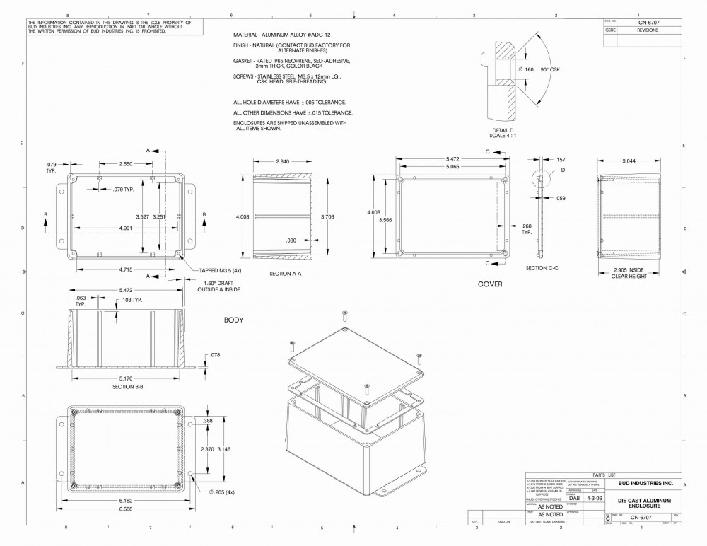 Bud Industries CN-6707 product drawing