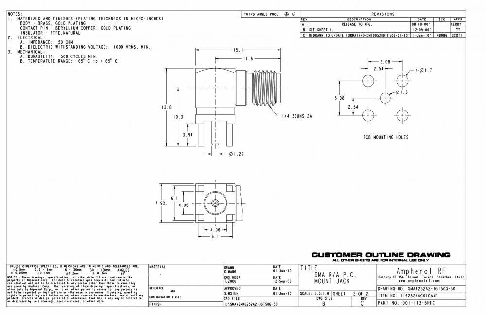 Amphenol 901-143-6RFX technical drawing preview