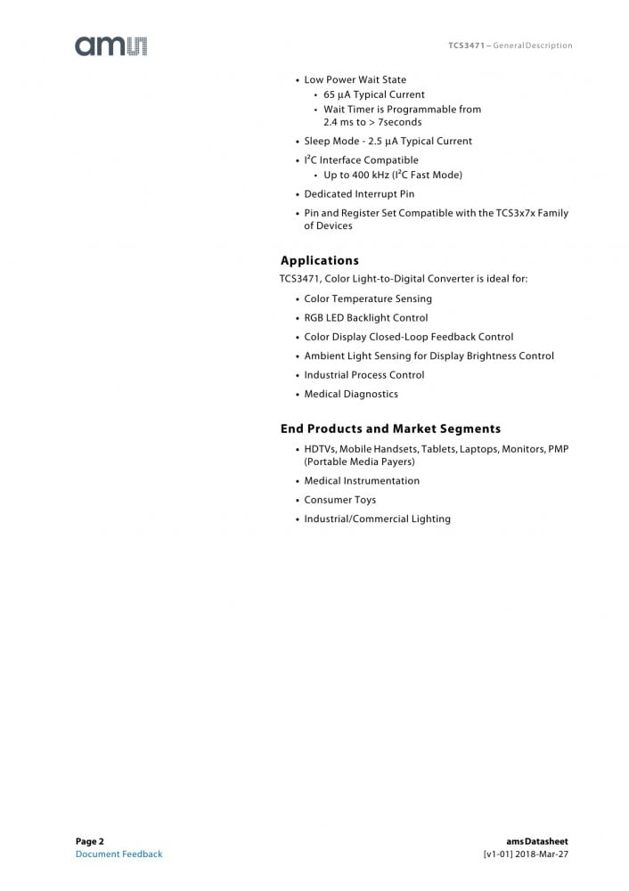 TCS34711FN datasheet page 2