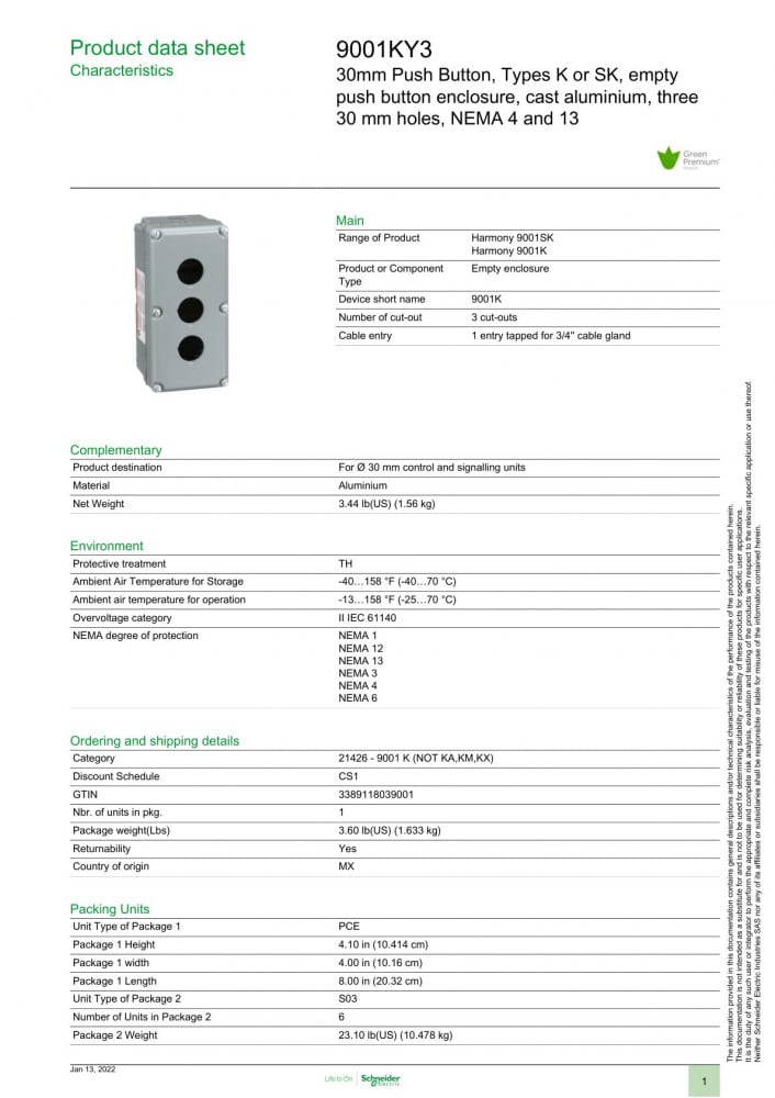 9001KY3 technical document page 1