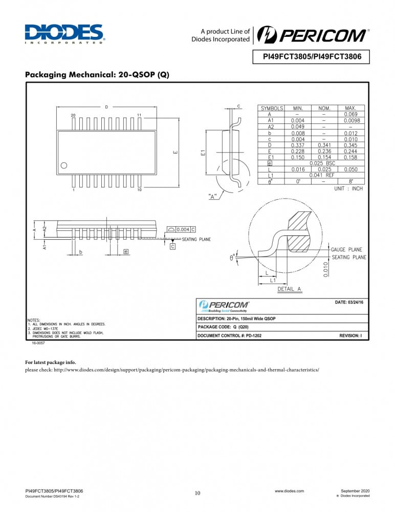 PI49FCT3805CQE datasheet page 10