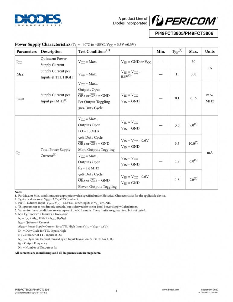 PI49FCT3805CQE datasheet page 4