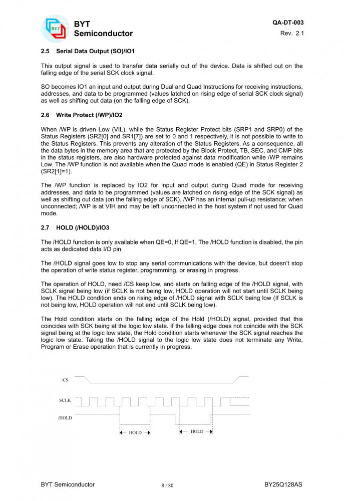 BY25Q128AS datasheet page 8