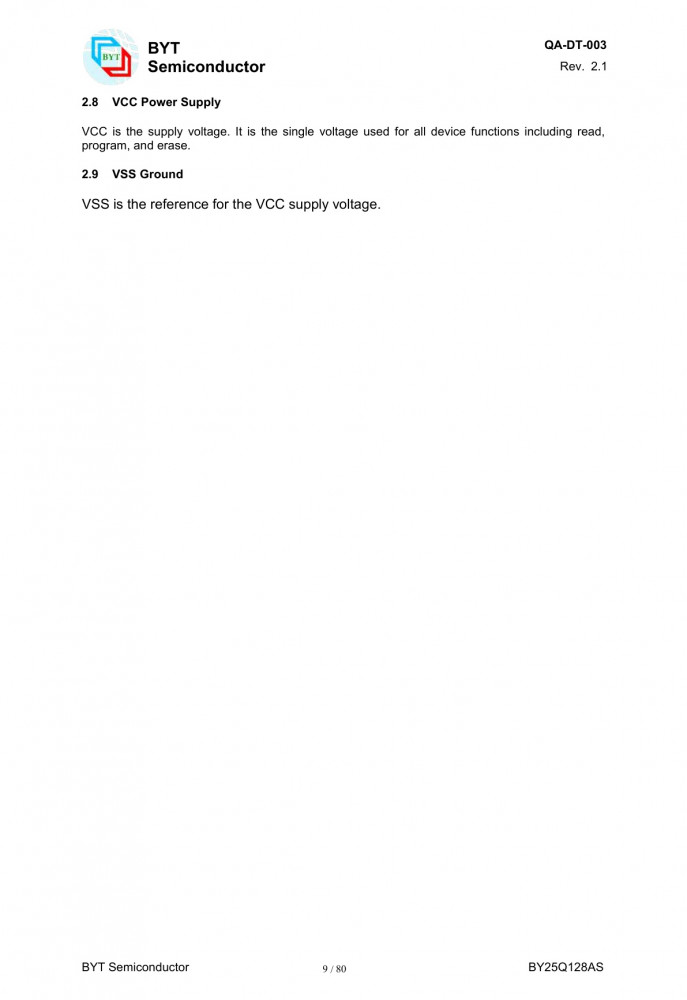 BY25Q128AS datasheet page 9